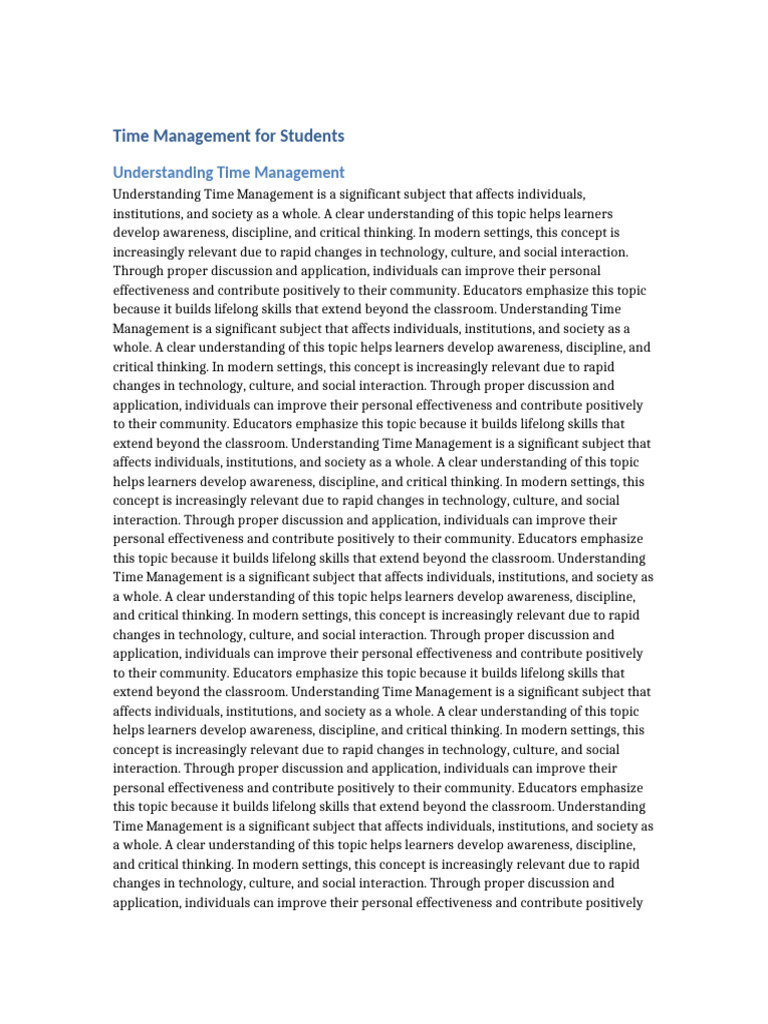 File7 Time Management Students | PDF | Critical Thinking | Thought