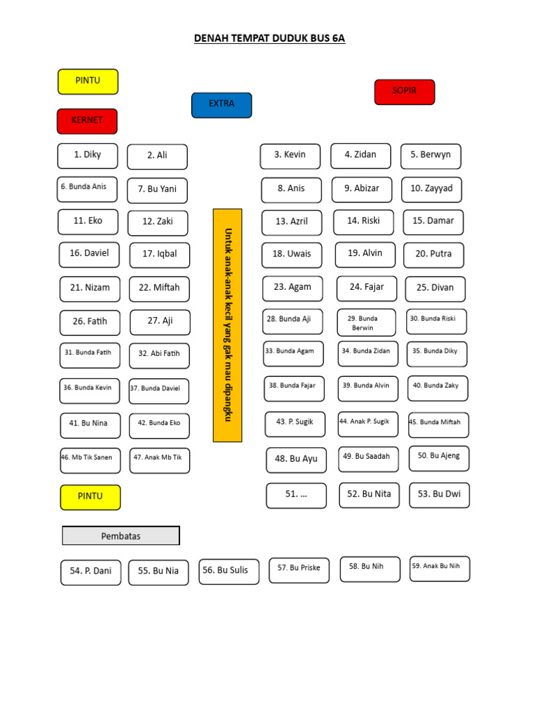 Denah Tempat Duduk Bus 6A | PDF