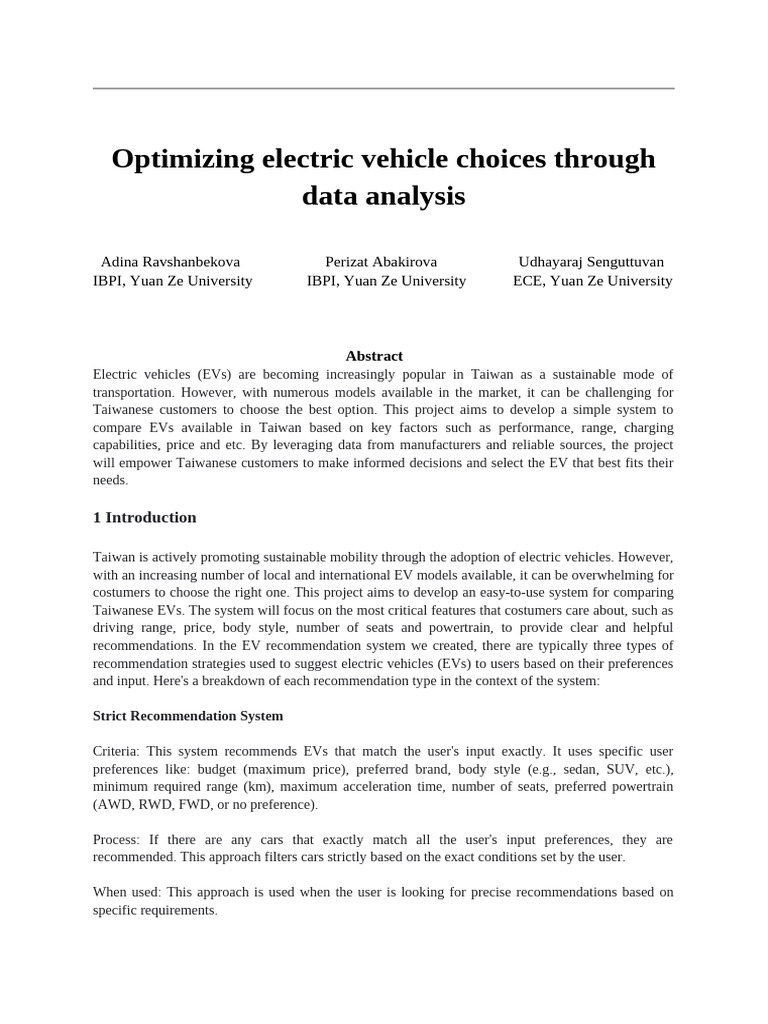 Optimizing Electric Vehicle Choices Through Data Analysis | PDF ...