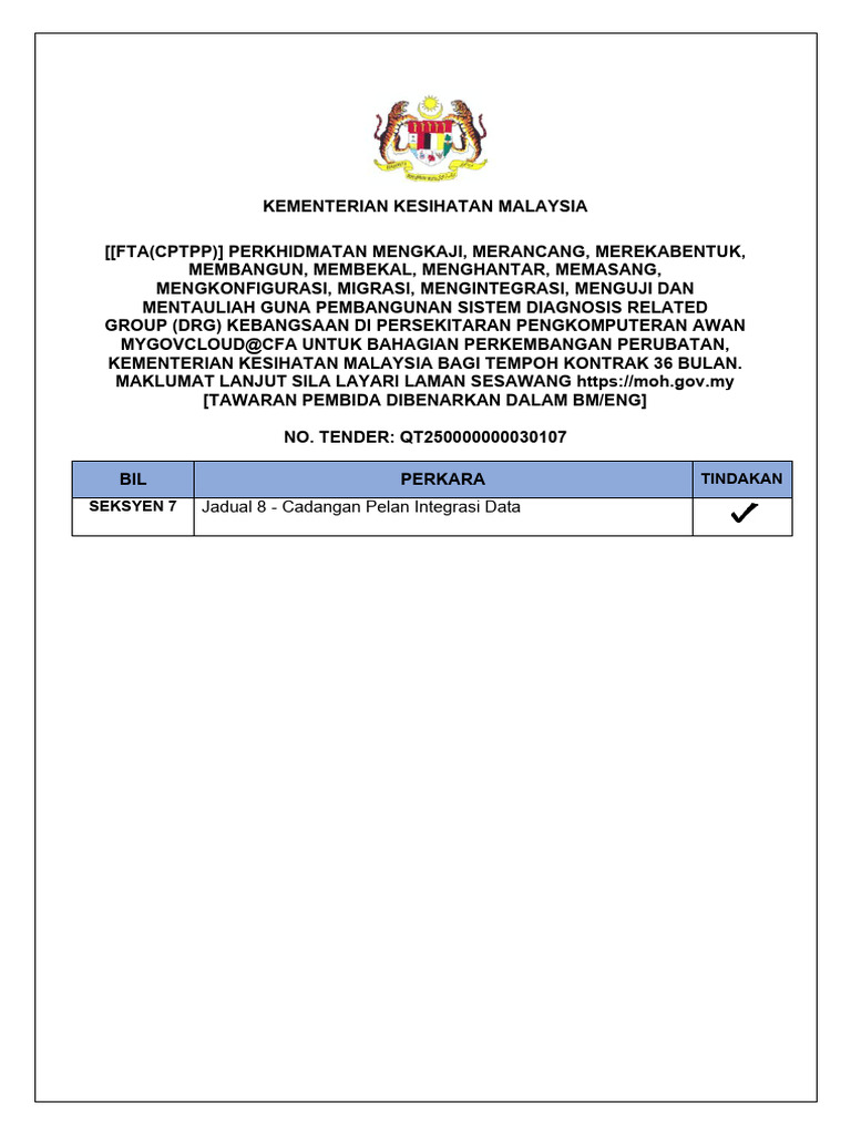 1. Cover - Jadual 8 - Cadangan Pelan Integrasi Data | PDF