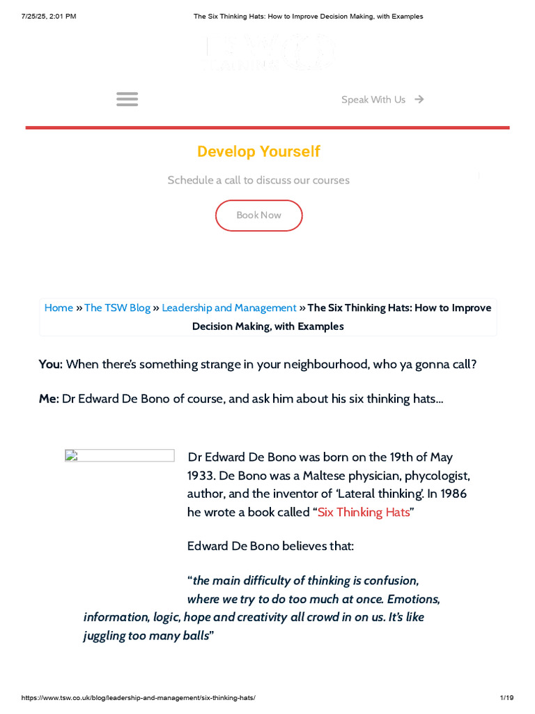 The Six Thinking Hats_ How to Improve Decision Making, With Examples ...