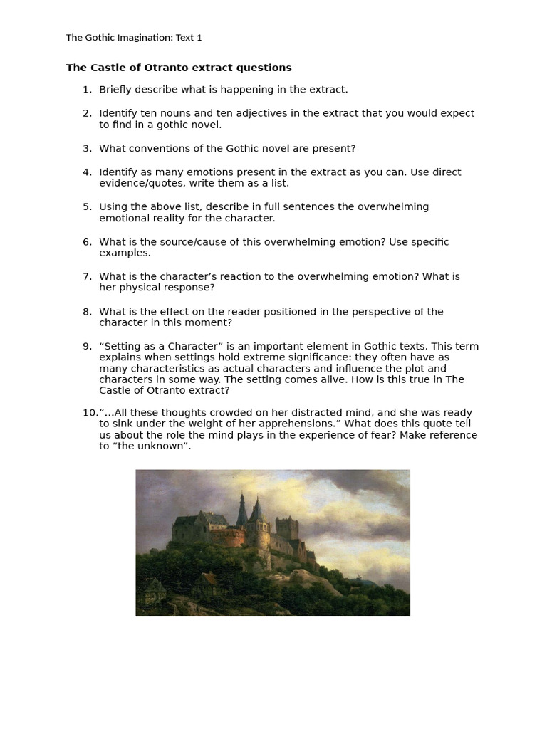 The Castle of Otranto Extract Questions | PDF