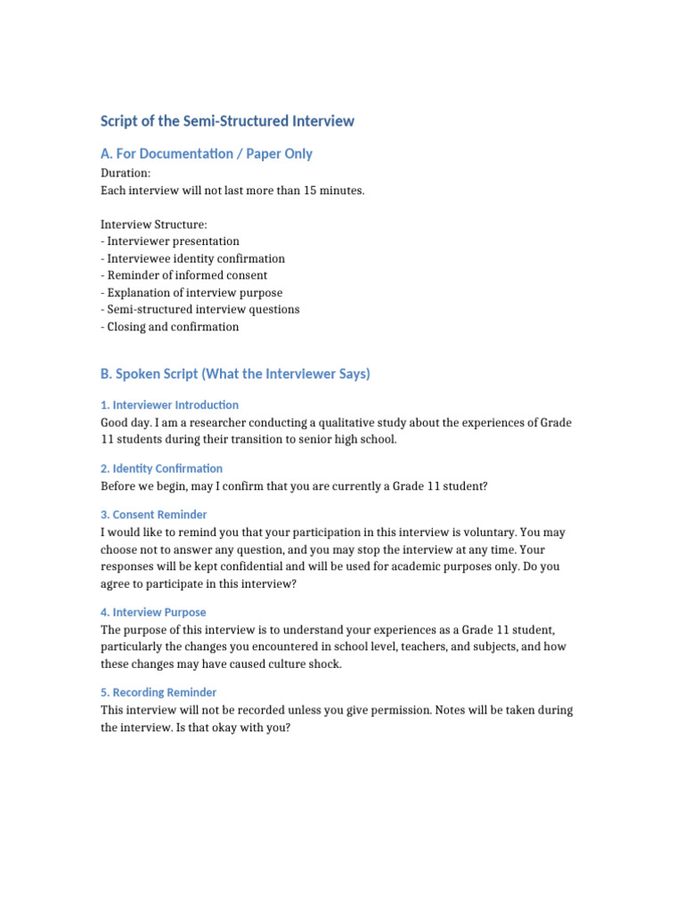 Complete Semi-Structured Interview Script-2 | PDF | Interview | Teachers