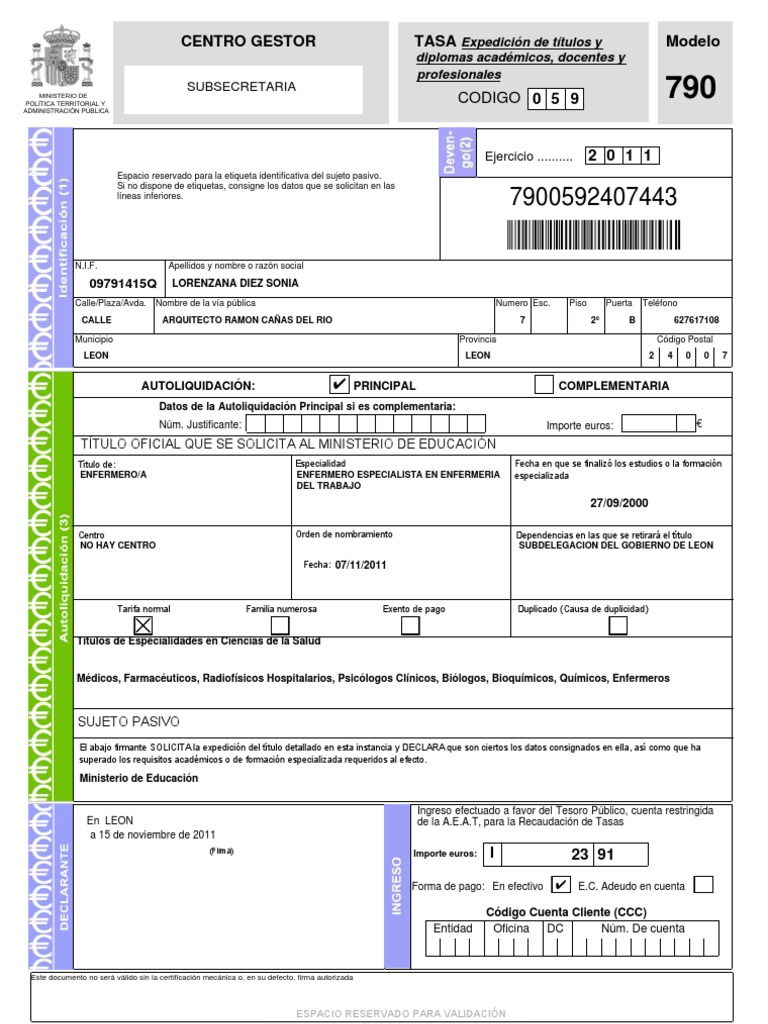 Modelo 059 | PDF | Pagos | Arquitecto