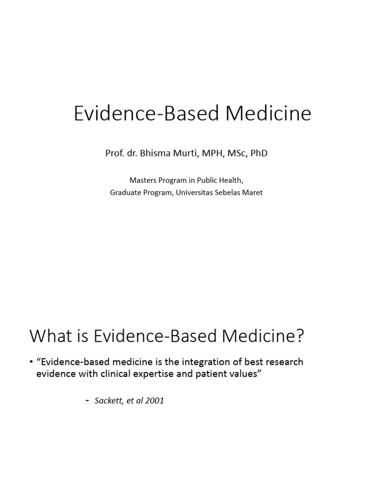 EBM Prof Bhisma | PDF | Evidence Based Medicine | Prostate Specific Antigen