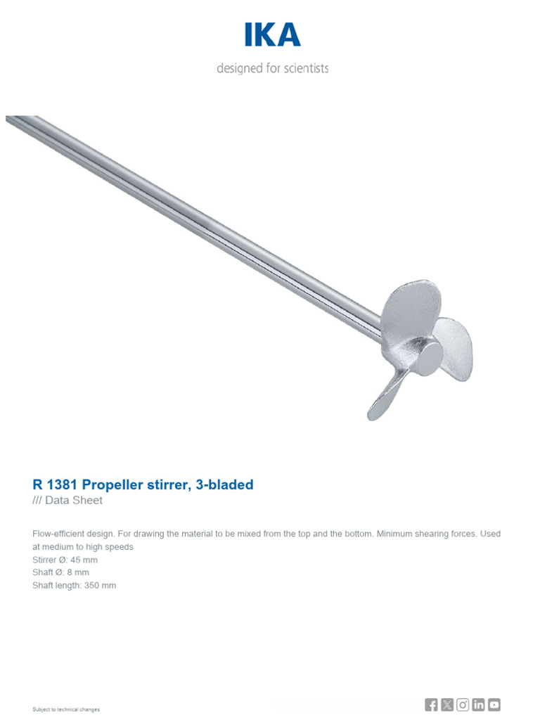 Data Sheet R 1381 Propeller Stirrer 3-Bladed | PDF