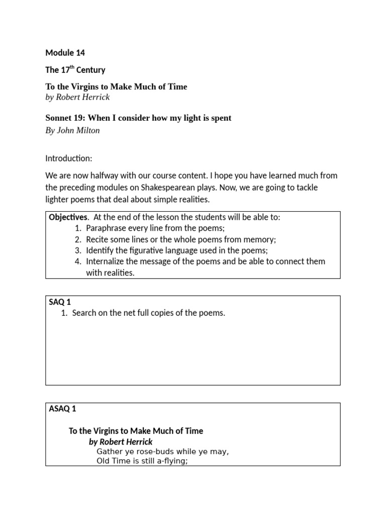 Module 14 English American Literature | PDF | Poetry | Stanzaic Form