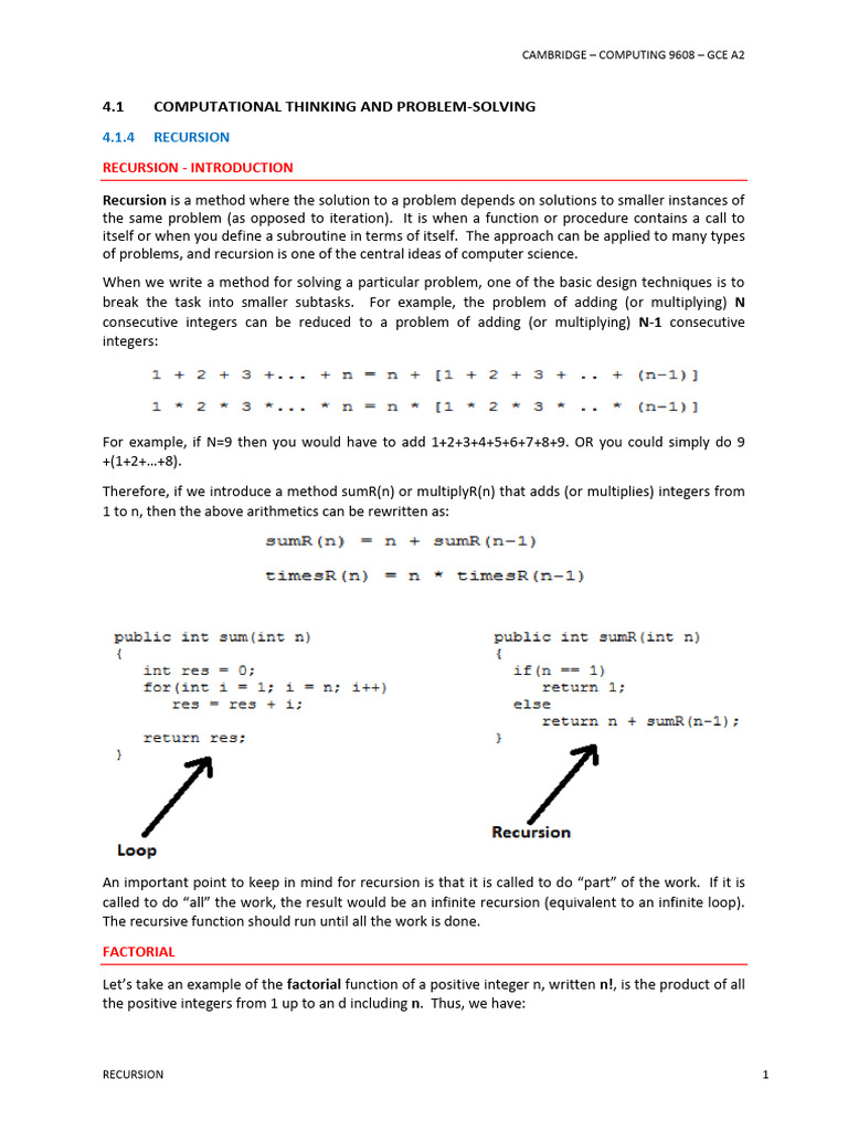 414_recursion | PDF | Recursion | Iteration