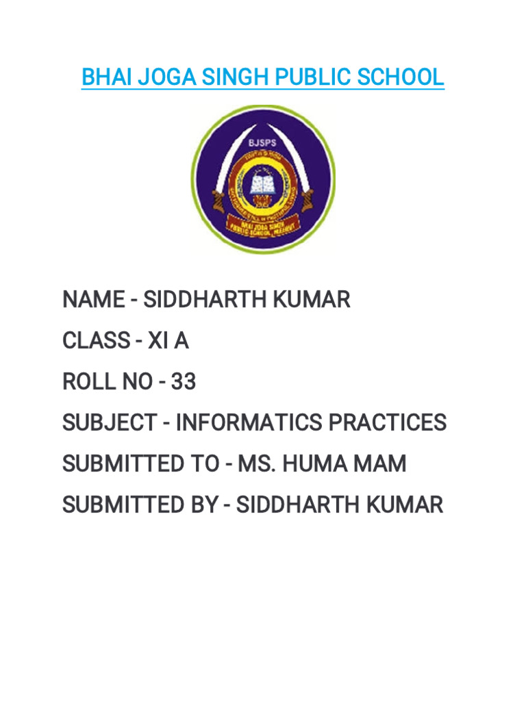 Bhai Joga Singh Public School | PDF