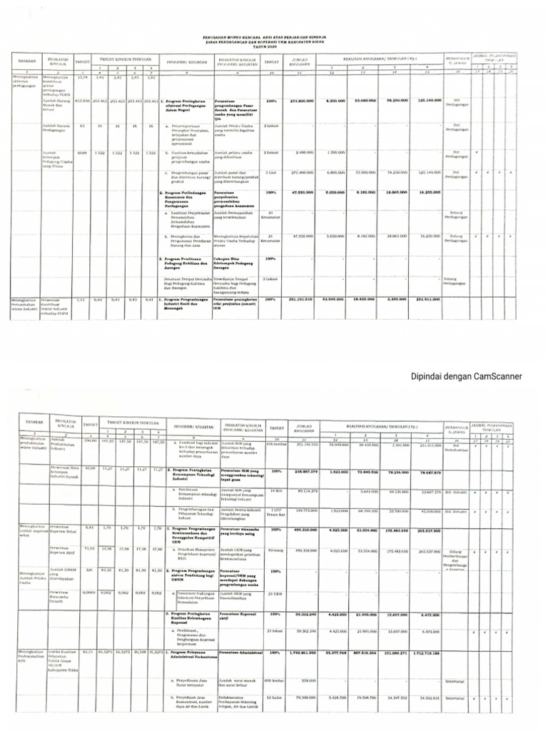 Perubahan Monev Rencana Aksi 2020 | PDF