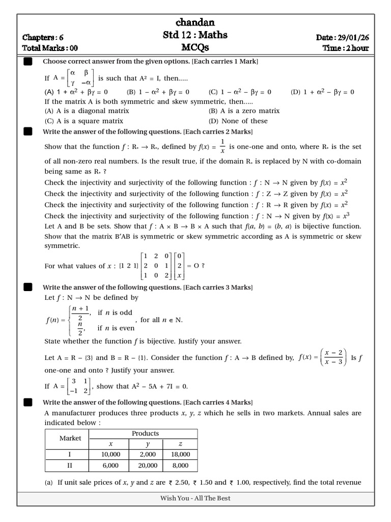 MCQs_D29-Jan-2026 (1) | PDF | Function (Mathematics) | Linear Algebra