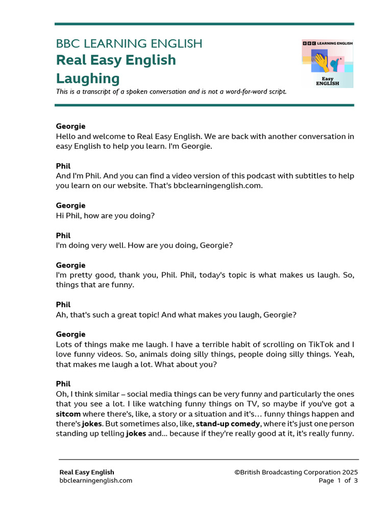 251219 REE Laughing Transcript | PDF | Television Series
