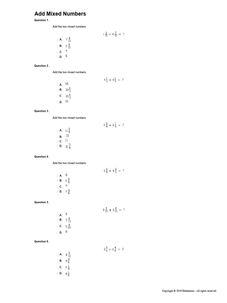 4.NF.B3c_Add Mixed Numbers | PDF | All Rights Reserved | Mathematics