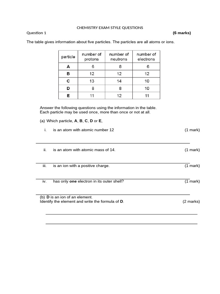 Chemistry Exam Style Questions | PDF | Acid | Solubility
