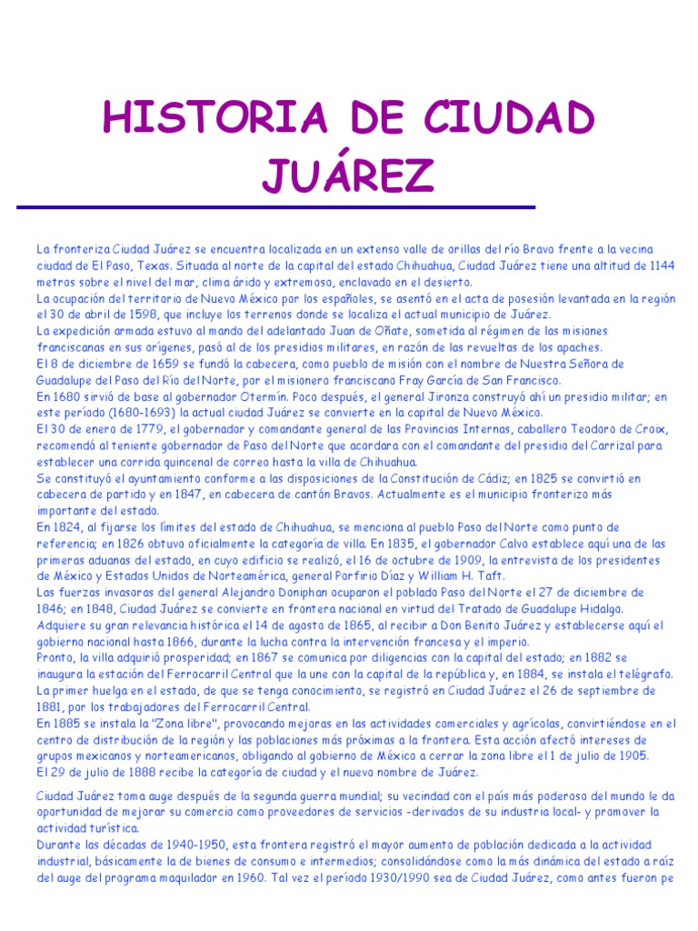 Historia de Ciudad Juárez | PDF | Ciudad juárez | Chihuahua (estado)