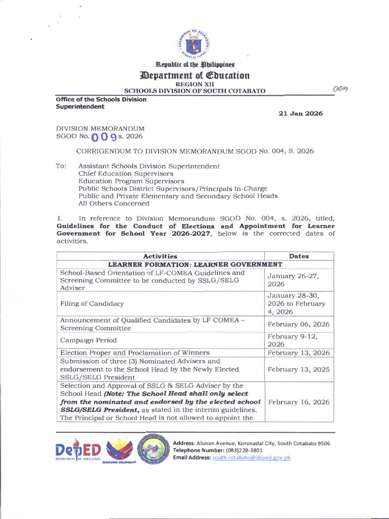DM SGOD NO. 009, S. 2026-CORRIGENDUM TO DIVISION MEMORANDUM SGOD No ...