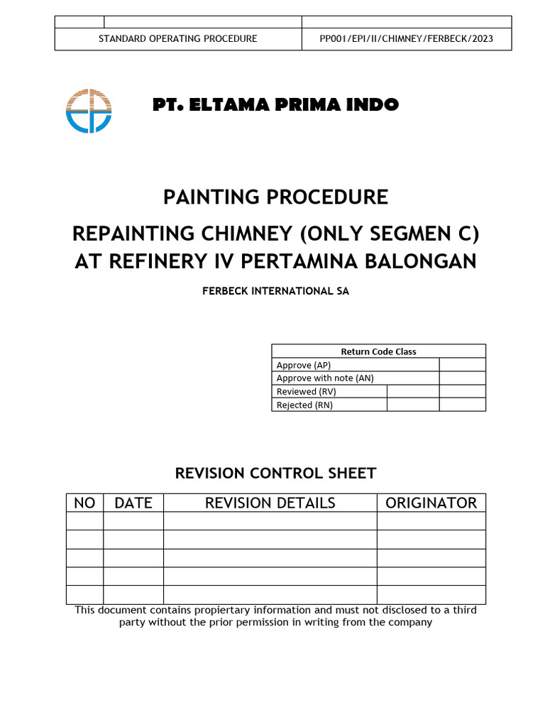 Procedure Powertool Painting (Repainting Chimney at RU IV Balongan) | PDF