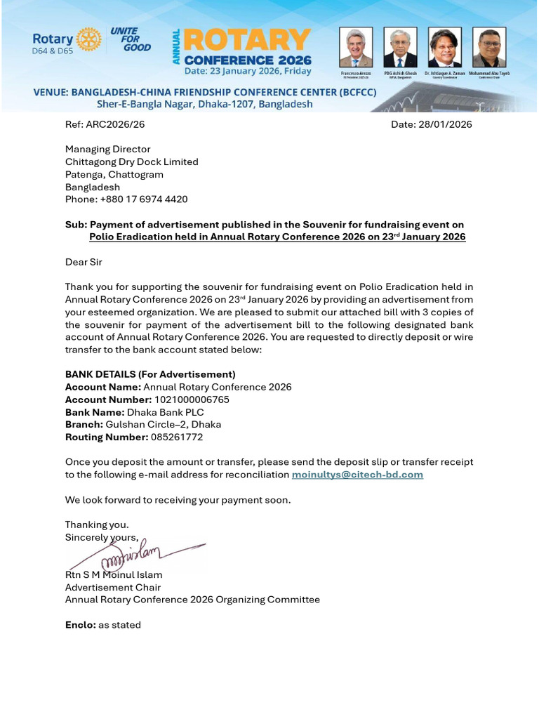 Forwarding Letter & Invoice - Chittagong Dry Dock Limited | PDF