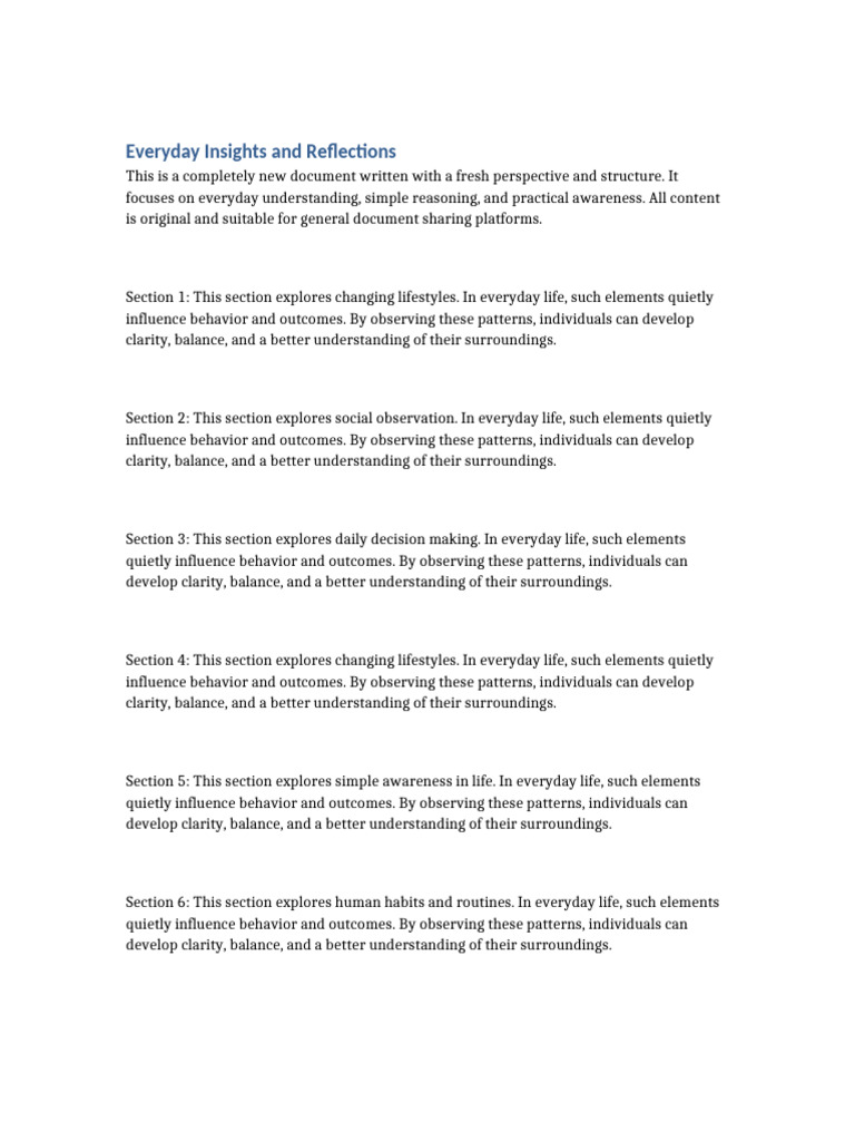 Everyday Insights and Reflections | PDF | Behavior | Habits