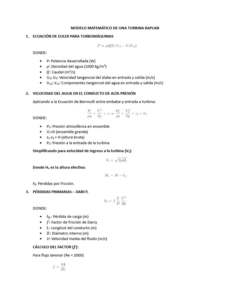 Modelo Matemático de Una Turbina Kaplan | PDF | Turbina | Gases