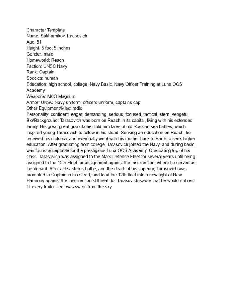 UNSC Navy Captain | PDF