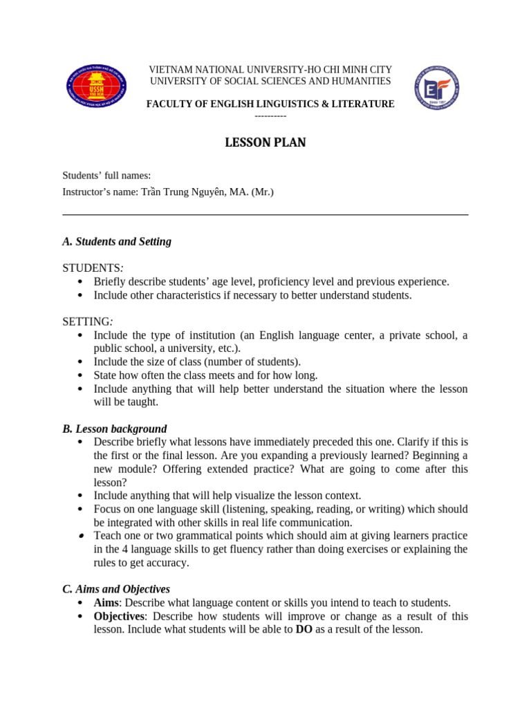 Lesson Plan Template | PDF | Lesson Plan | Procedural Knowledge