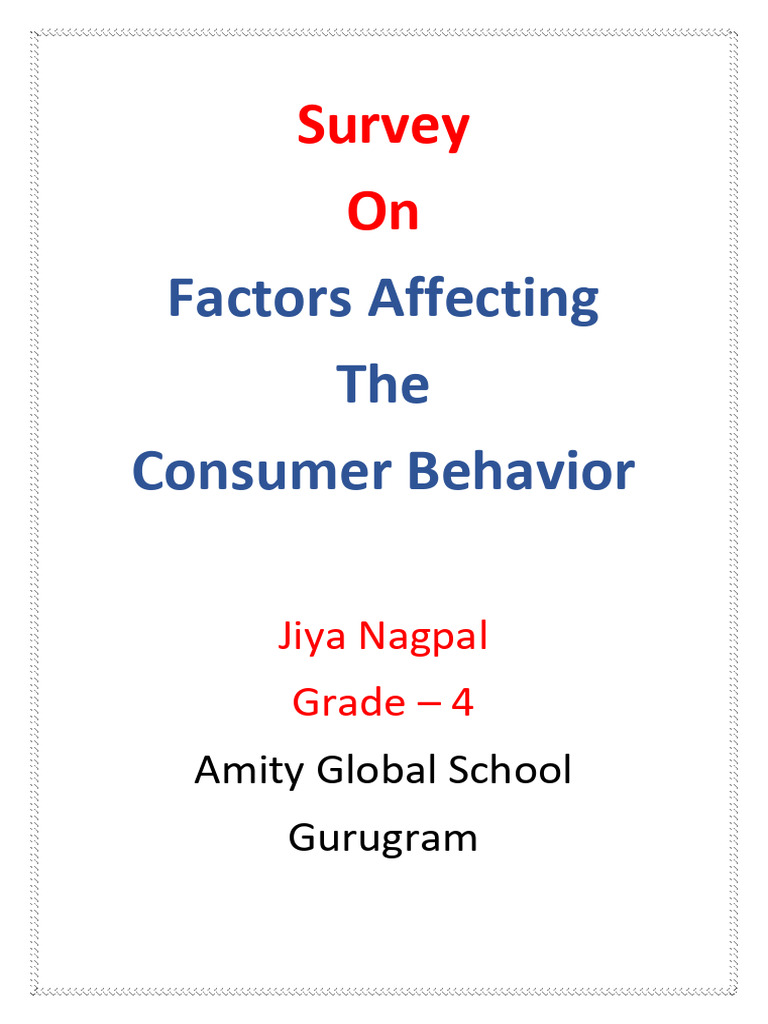 Factors Affecting Consumer Behaviour Jiya Nagpal | PDF | Behavior ...