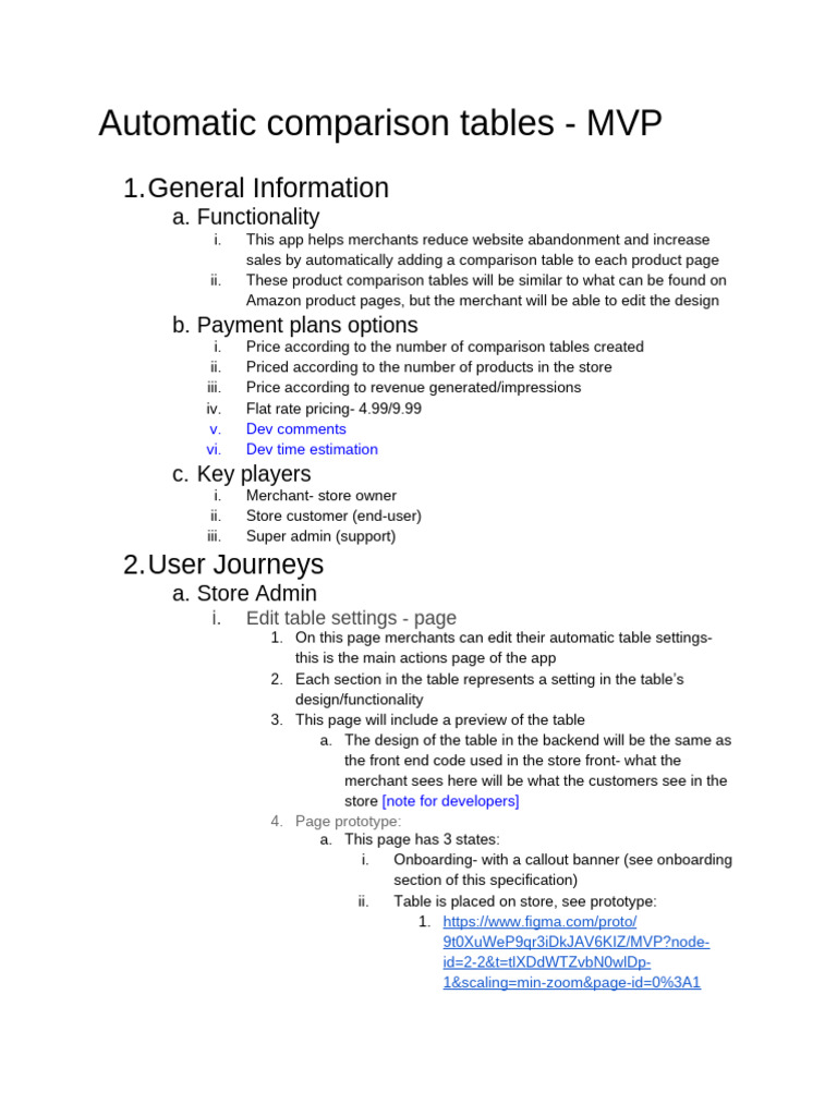 PRD - Automatic Comparison Tables | PDF | Computing | Software