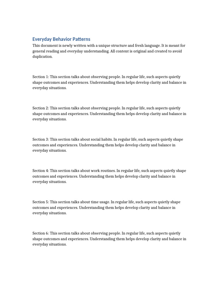 Everyday Behavior Patterns | PDF | Disciplines | Human Communication