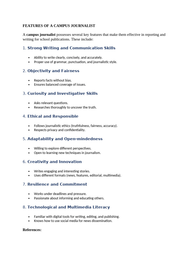 Features of A Camous Journalist | PDF