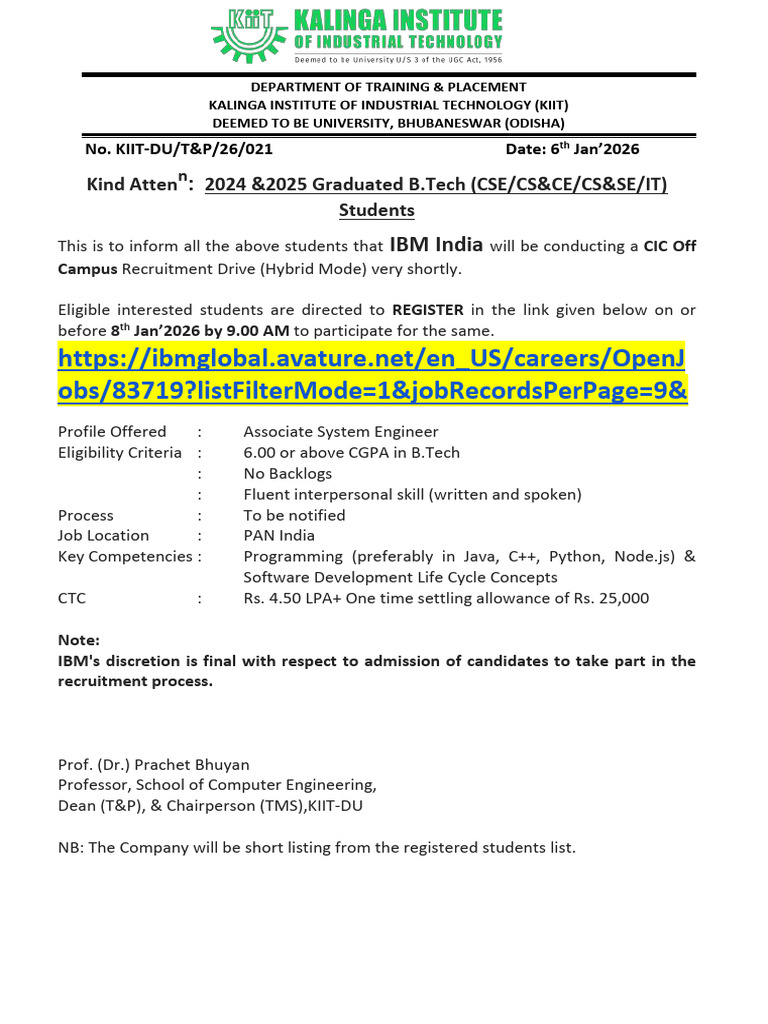 Registration for IBM India CIC Off-Campus Recruitment Drive- 2024 ...