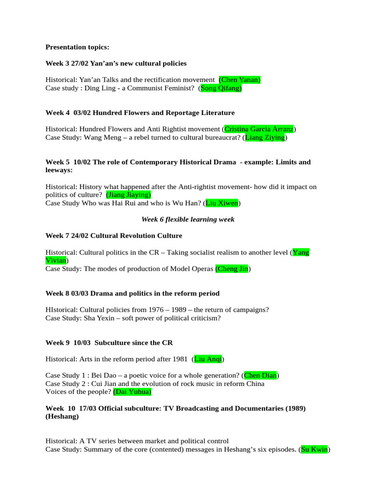Presentation Topics | PDF