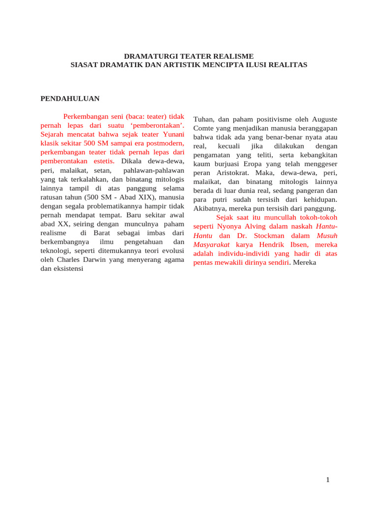 Dramaturgi Teater Realisme Siasat Dramat | PDF