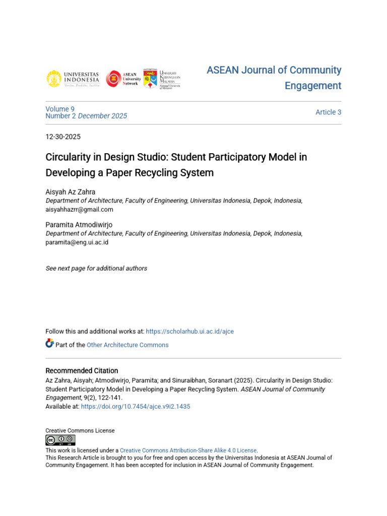 Circularity in Design Studio - Student Participatory Model in Deve ...