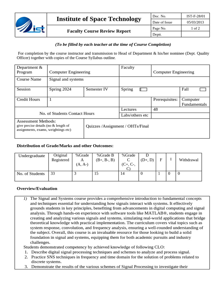 Computer Programming Course Review Report SP24 | PDF | Curriculum