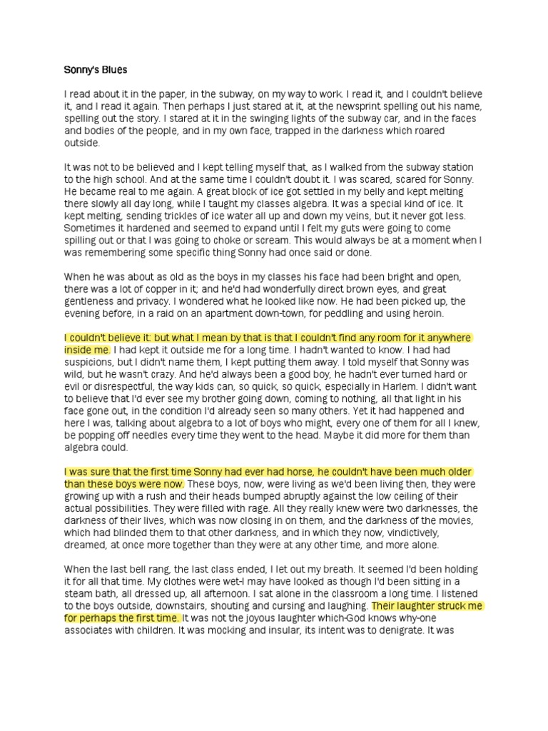 Sonny's Blues by James Baldwin | PDF