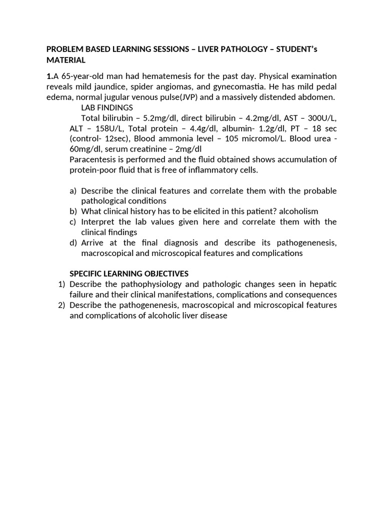PBL liver student's material | PDF | Hepatitis | Medical Specialties