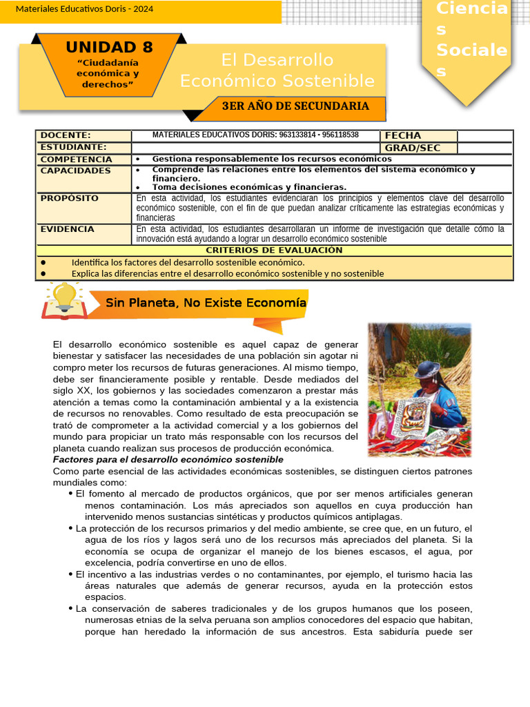 FICHA DE ACTIVIDAD CCSS 3°- SEMANA 3 (7) (1) | PDF | Sustentabilidad | Desarrollo sostenible
