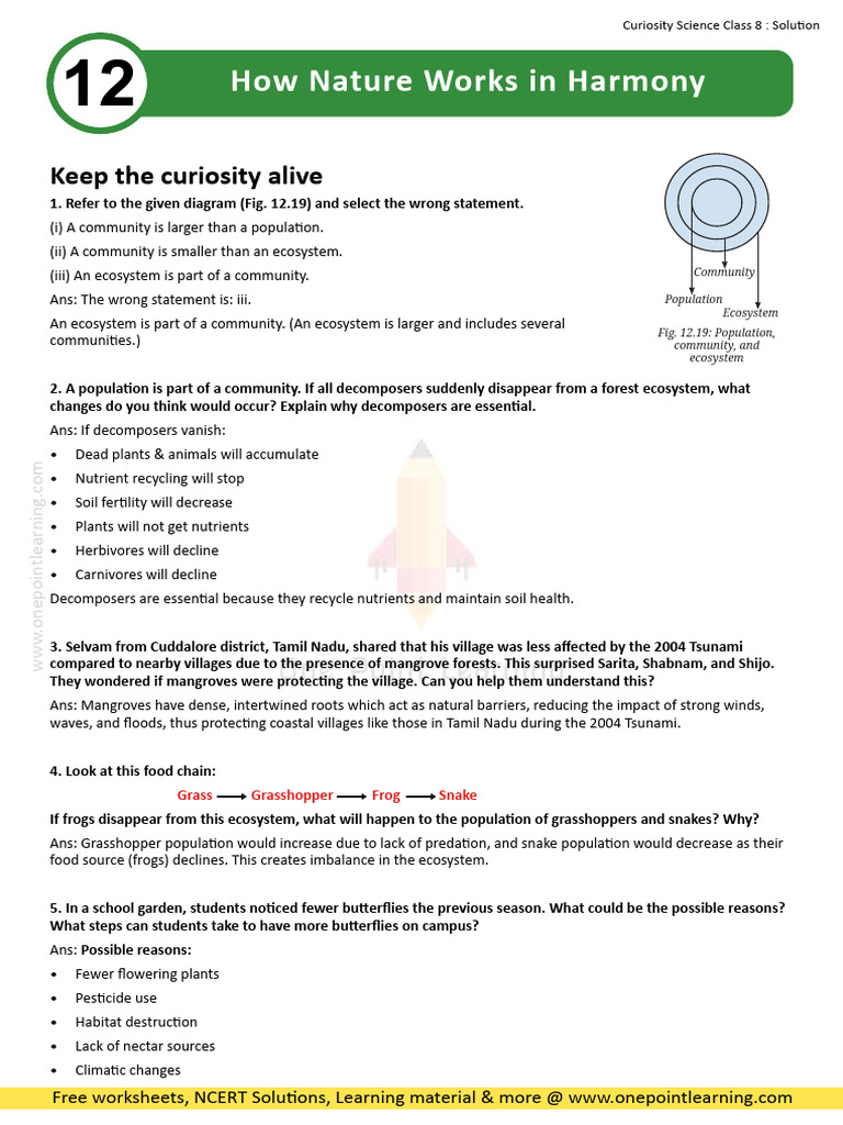 Class 8 Science Curiosity Chapter 12 How Nature Works in Harmony ...