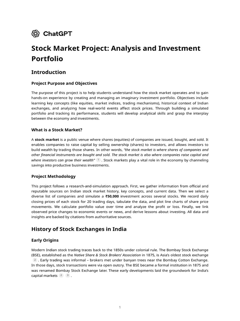 Stock Market Project - Analysis and Investment Portfolio | PDF | Stock ...
