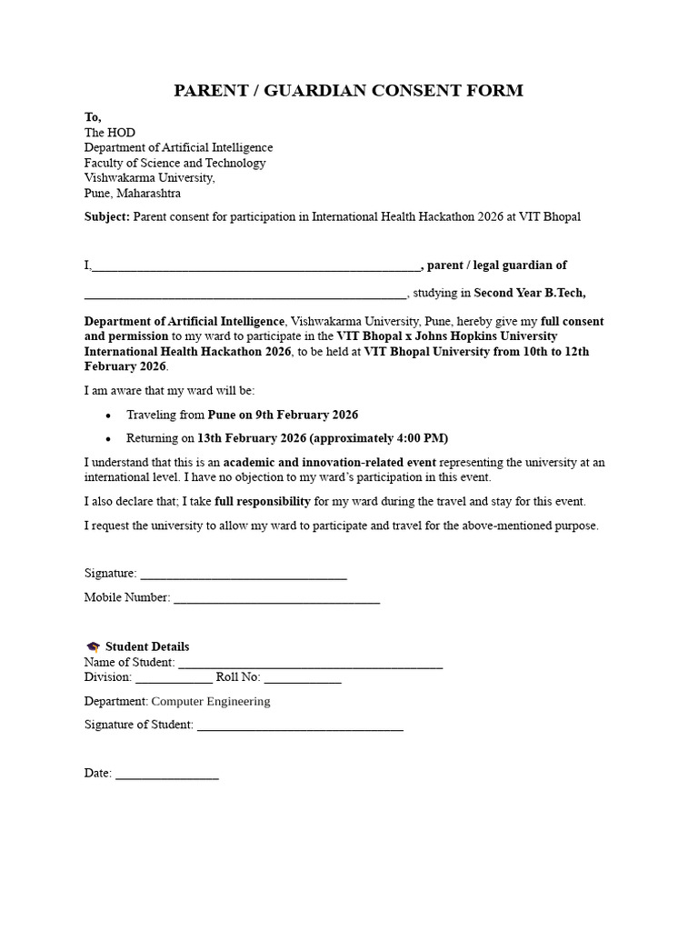 Parent Guardian Concent Form | PDF