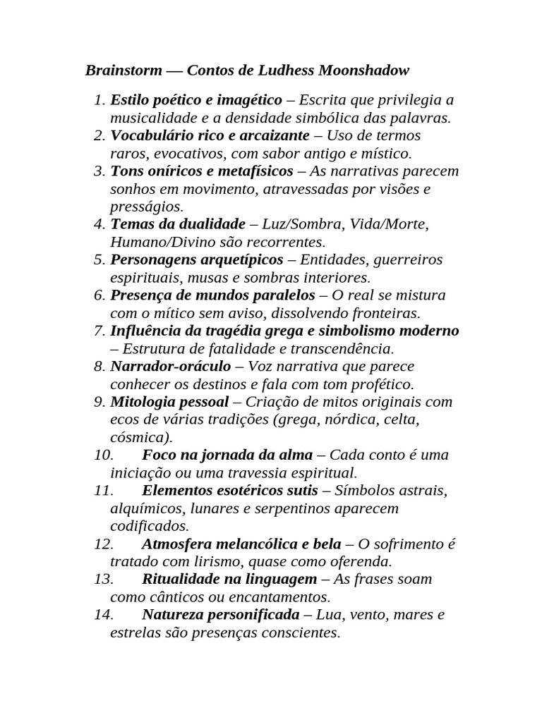 Chat Gpt- Ludhess Moonshadow(Contos) | PDF | Arquétipo | Estética