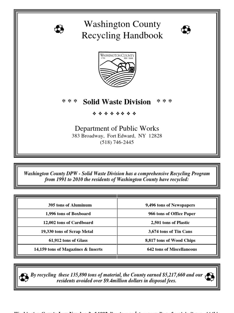 Washington County Recycling Handbook: Solid Waste Division | PDF ...