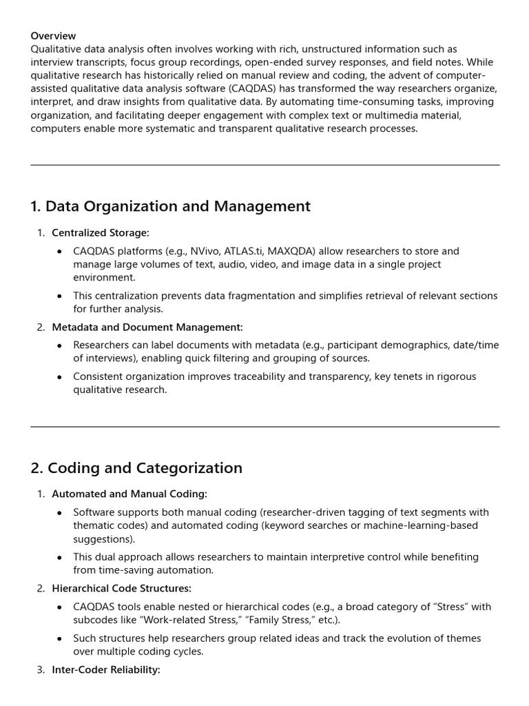 Use of Computers in Qualitative Data Analysis | PDF | Qualitative ...