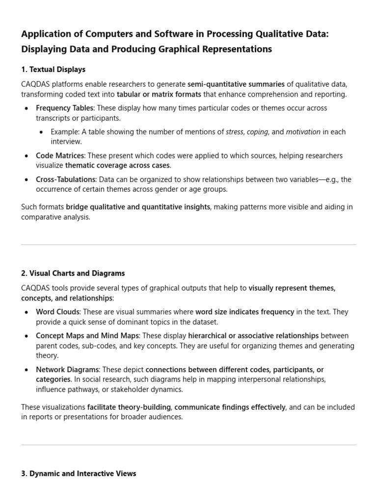 Use Of Computers In Qualitative Data Analysis Graphical Representations 0859