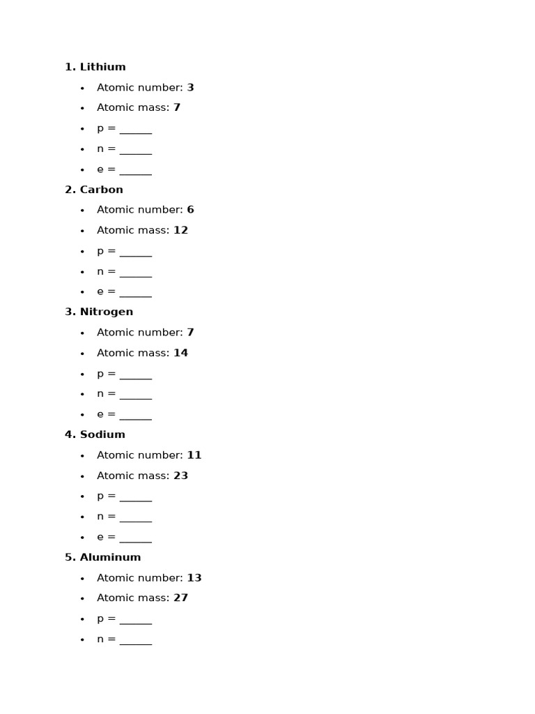 Element Worksheet | PDF