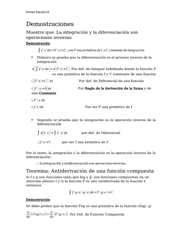 Demos CII 1° Parcial | PDF | Integral | Logaritmo