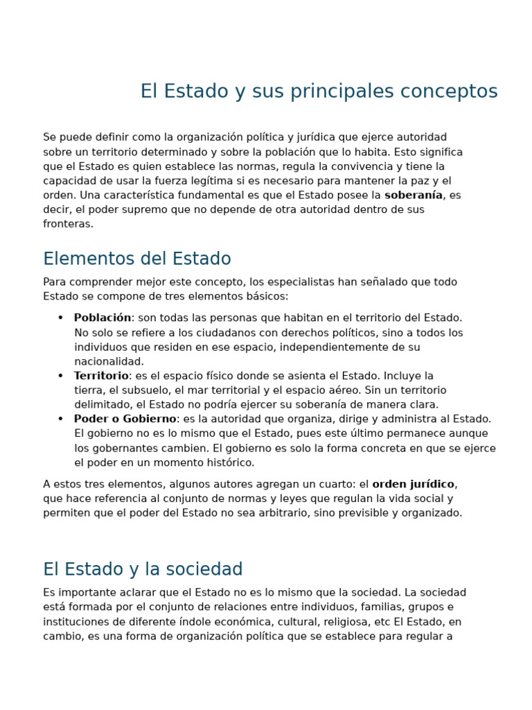 El Estado y Sus Principales Conceptos | PDF | Estado (política) | Nación
