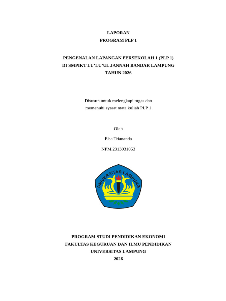 Format Laporan Akhir PLP 1 (6) FIX BANGET - Docx ELSA | PDF