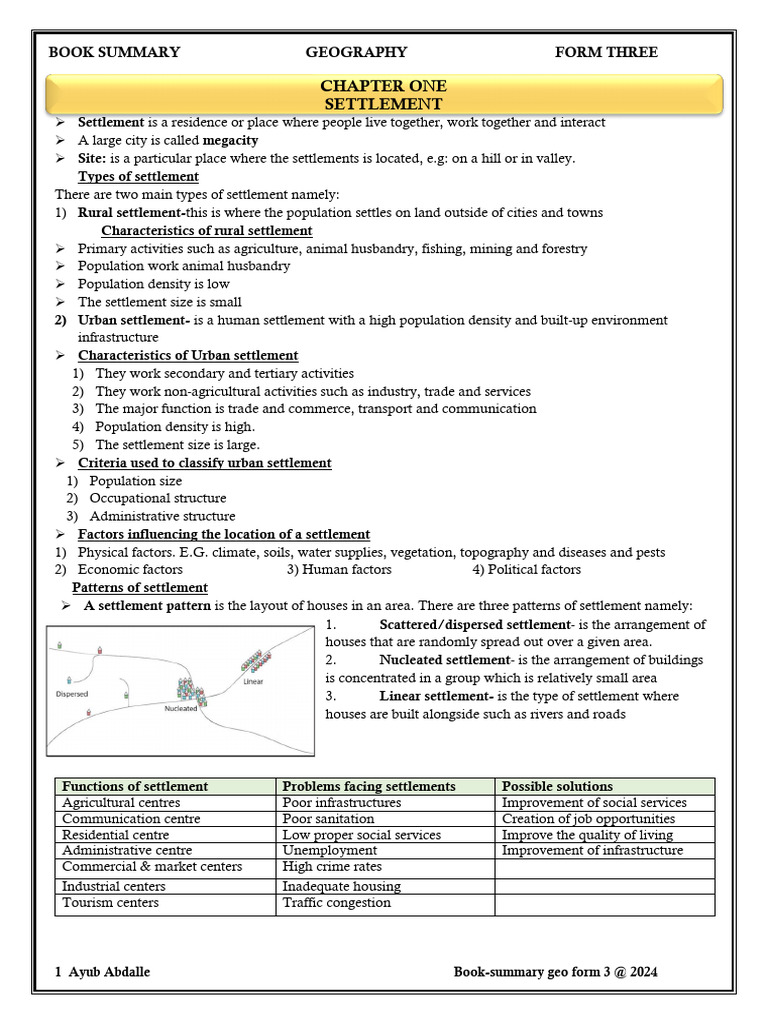 Geo Book Summary Form Three 2024 | PDF | Urbanization | Human Migration